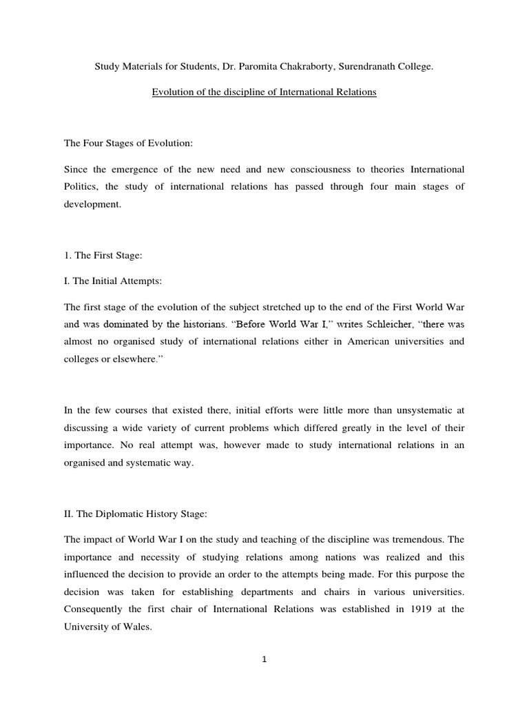 PARAMITA - CHAKRABORTYevolution of IR As A Discipline2021-03-02the Four ...