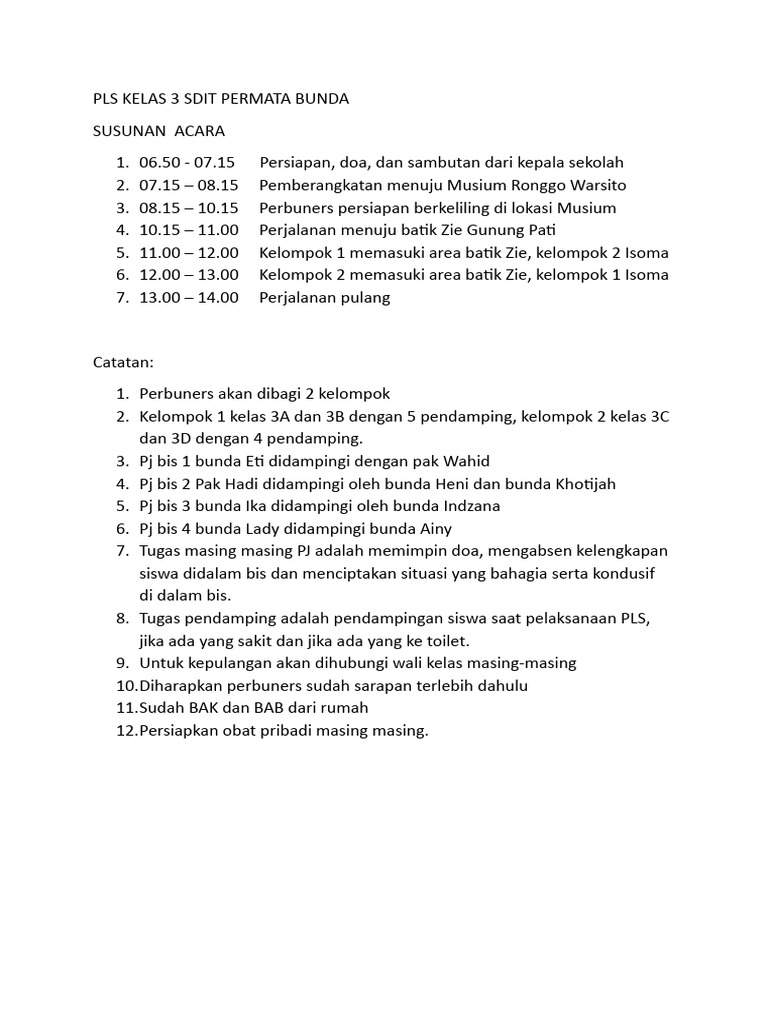 Pls Kelas 3 Sdit Permata Bunda | PDF