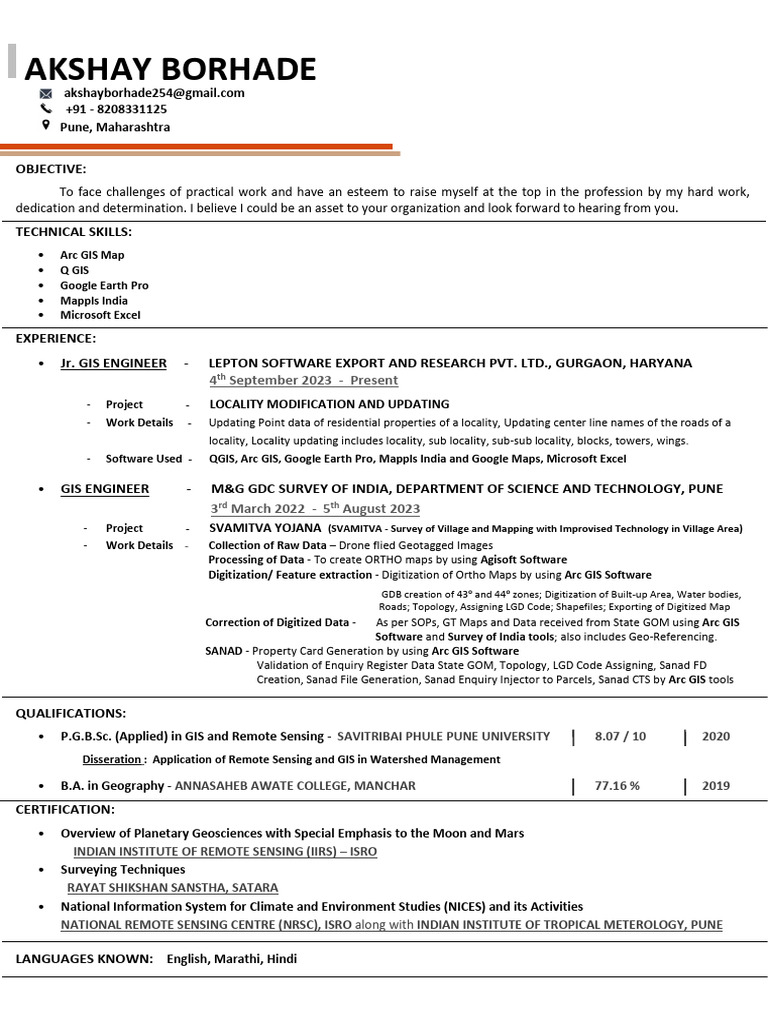 Akshay S Borhade CV-1 | PDF