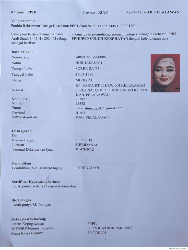 Biodata Unok Compressed | PDF
