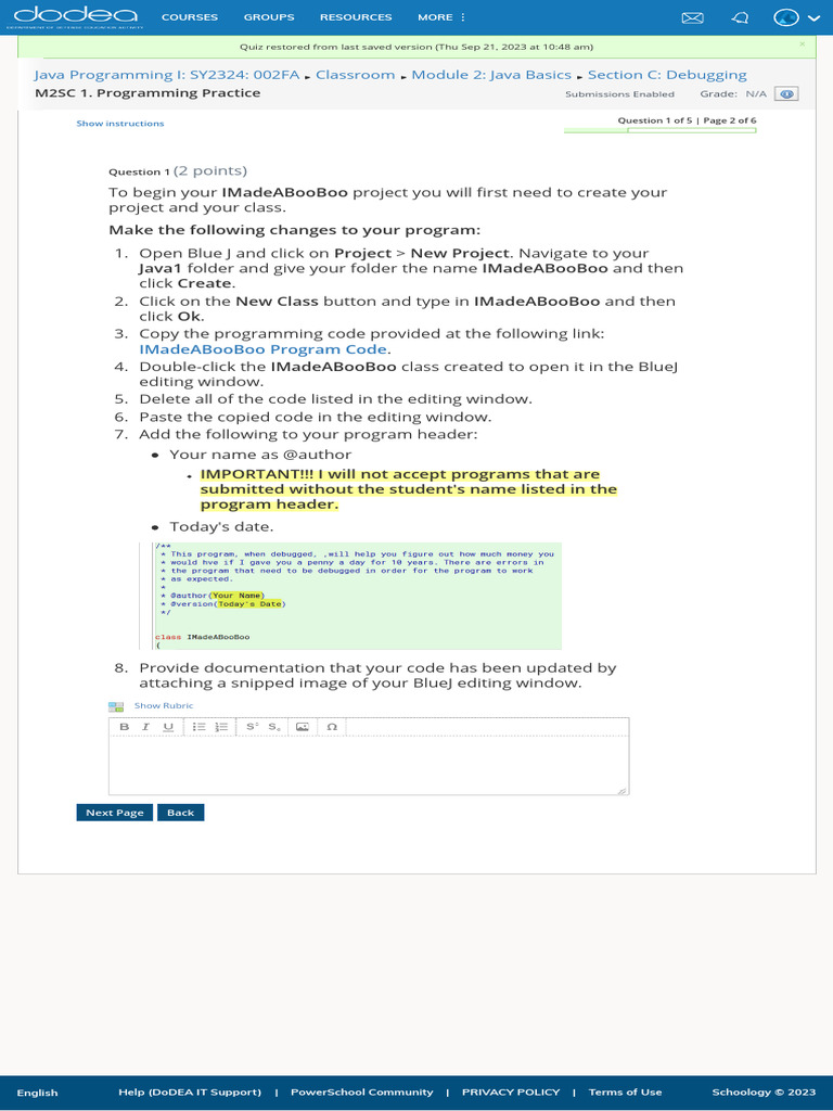 M2SC 1. Programming Practice Schoology | PDF | Art | Technology & Engineering
