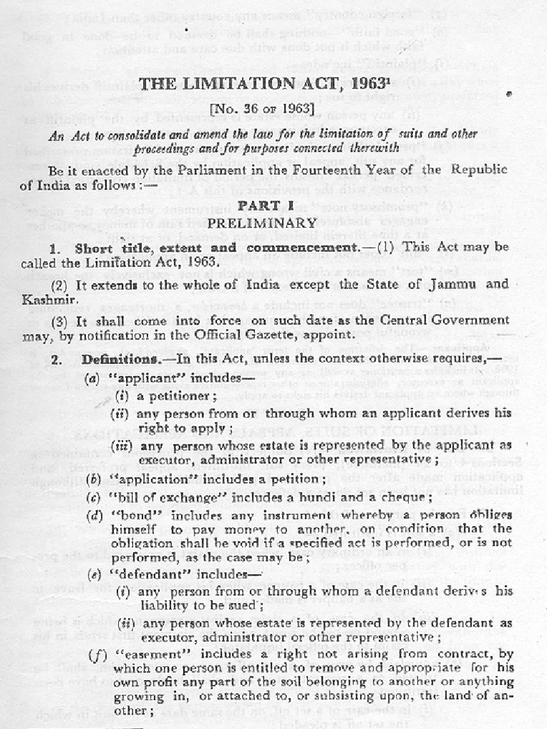 Limitation Act 1963 | PDF