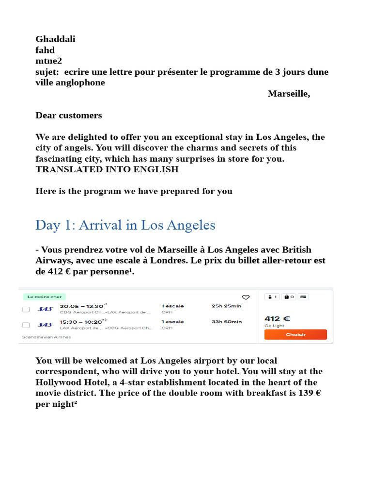 Day 1: Arrival in Los Angeles | PDF