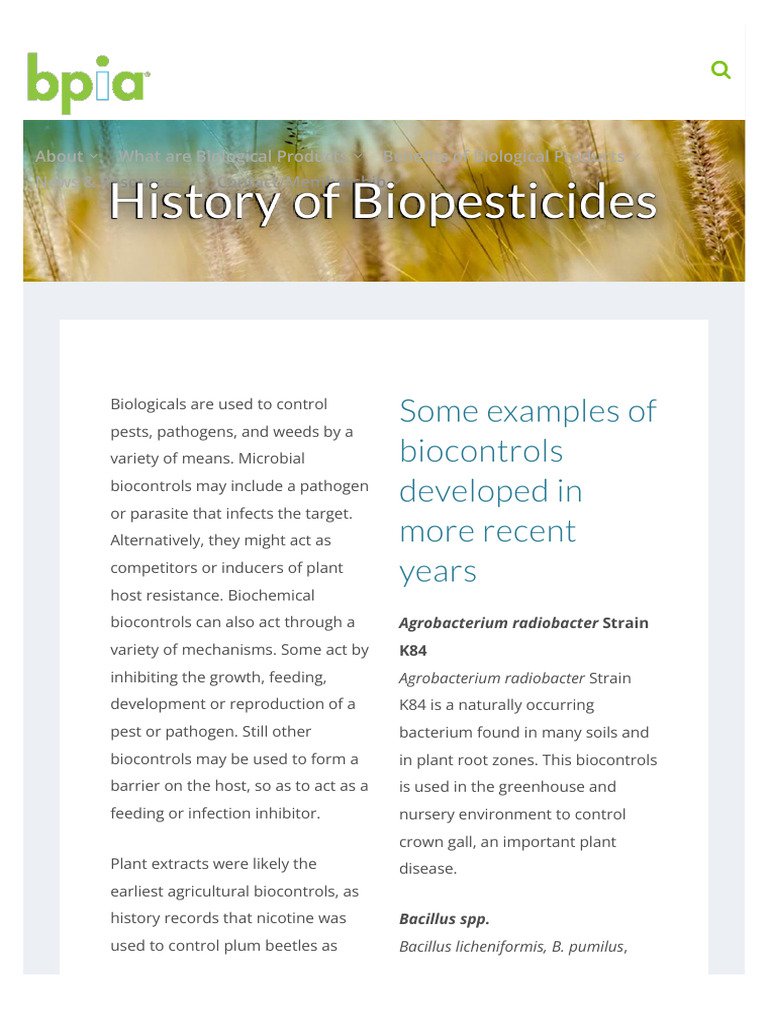 History of Biopesticides and Their Use | PDF | Biological Pest Control ...