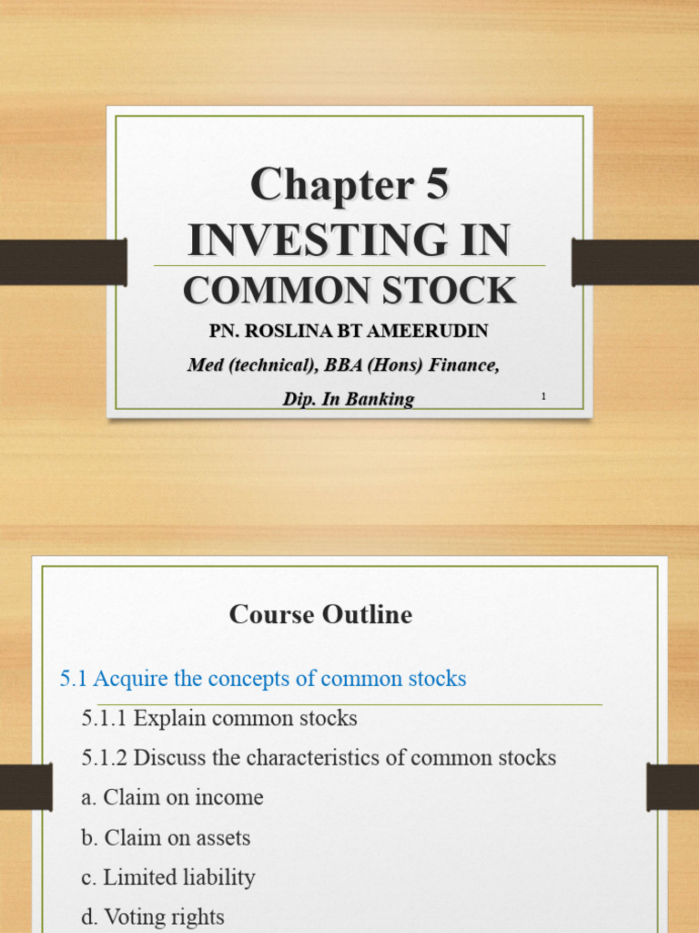 Investing in Common Stock | PDF | Stocks | Dividend