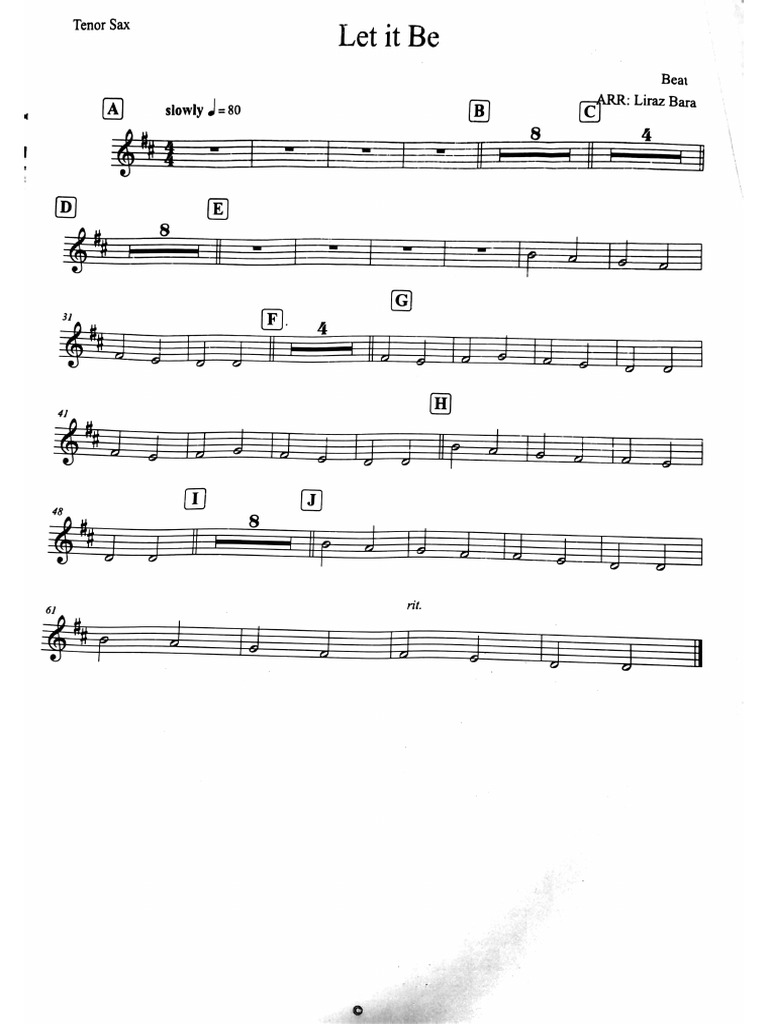 Let It Be Tenor Sax | PDF