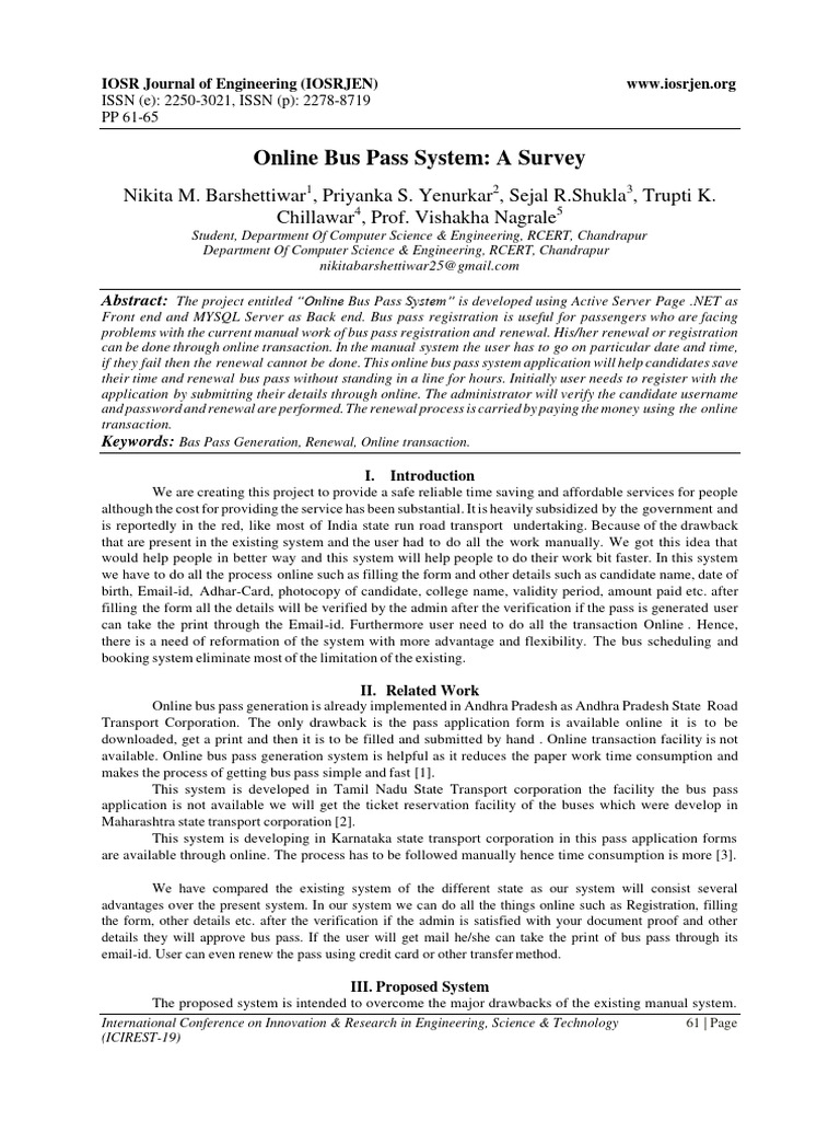 Online Bus Pass System A Survey | PDF | User (Computing) | Login