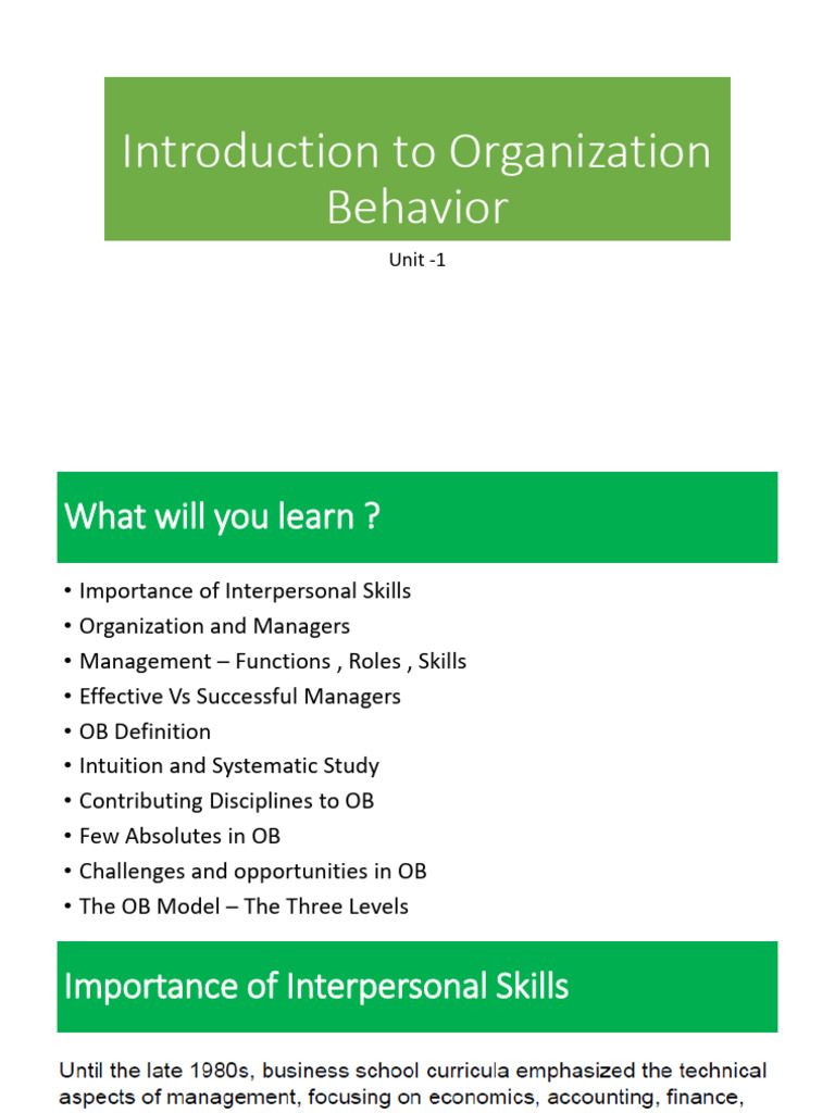 OB - Unit 1 | PDF | Psychology | Diversity (Business)