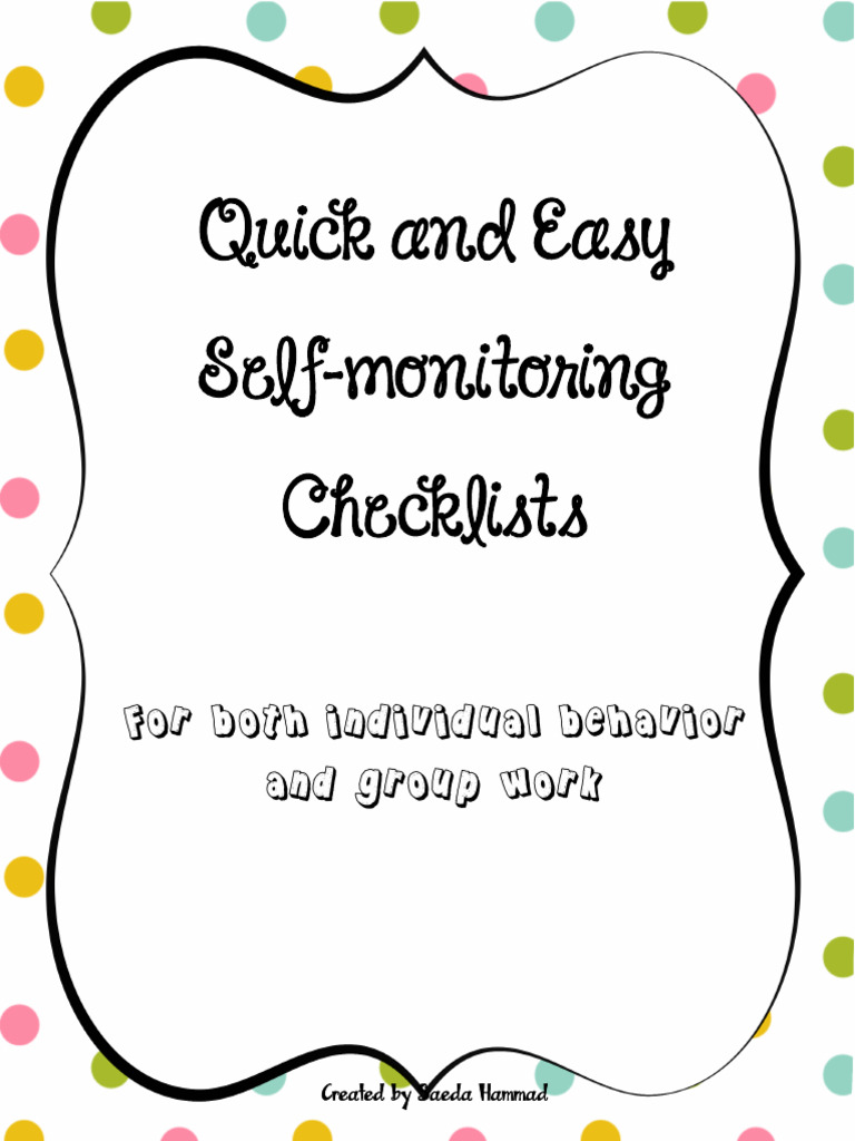 Self Monitoring Checklist | PDF | Science | Cognition