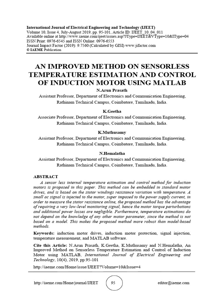 An Improved Method On Sensorless Tempera | PDF | Electric Motor ...