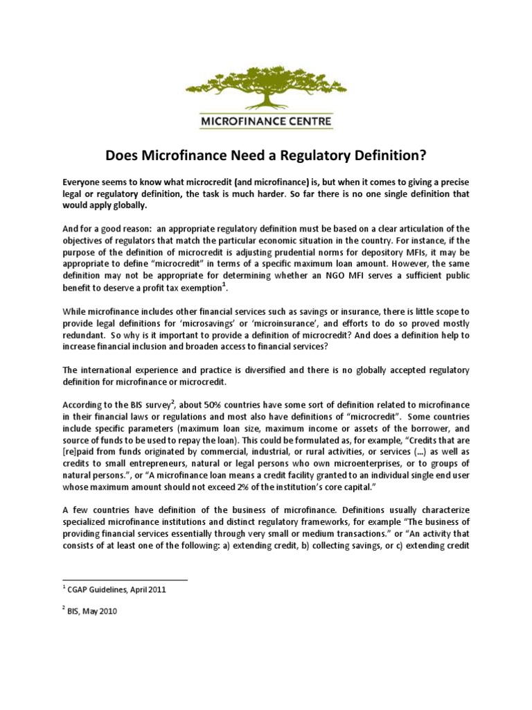 Definition of Micro Credit (3) | Microfinance | Microcredit