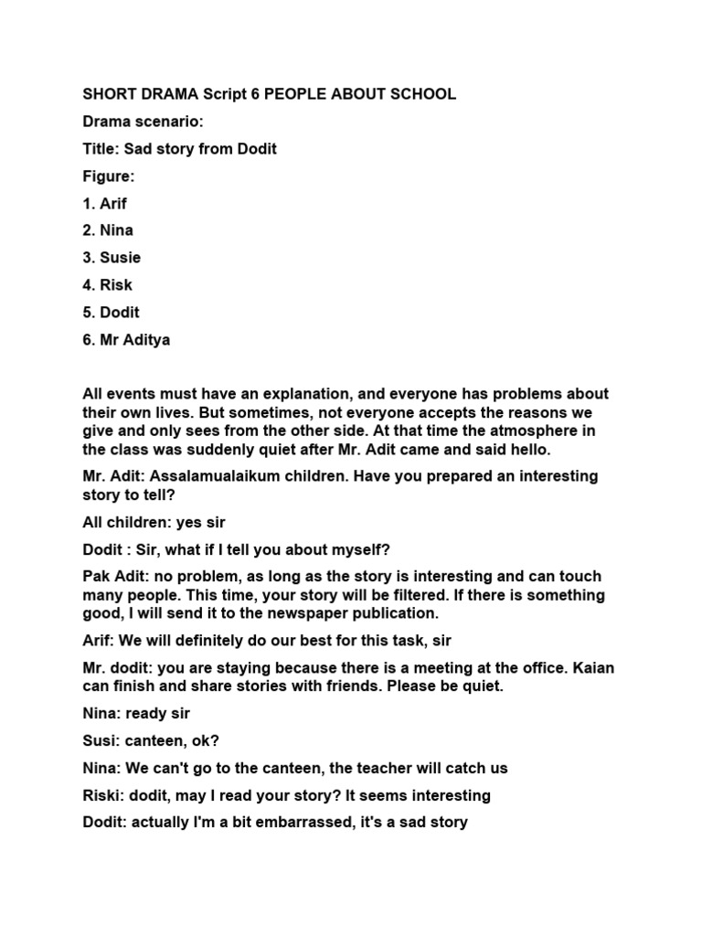 SHORT DRAMA Script 6 PEOPLE ABOUT SCHOOL | PDF
