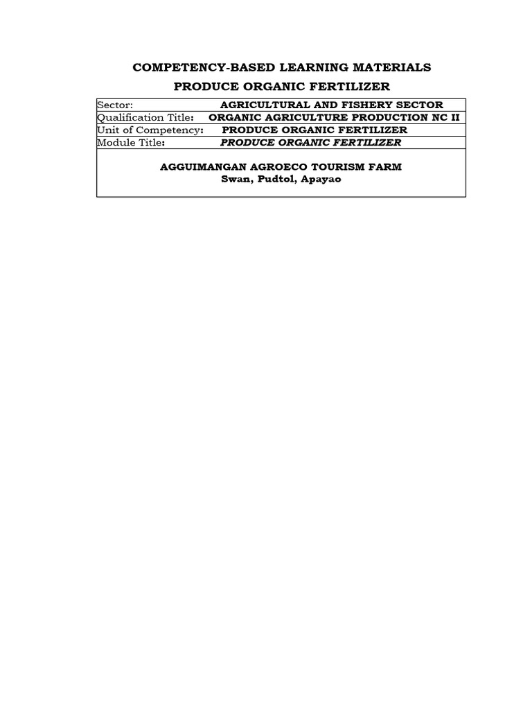 CBLM Organic Fertilizer | PDF | Technology & Engineering