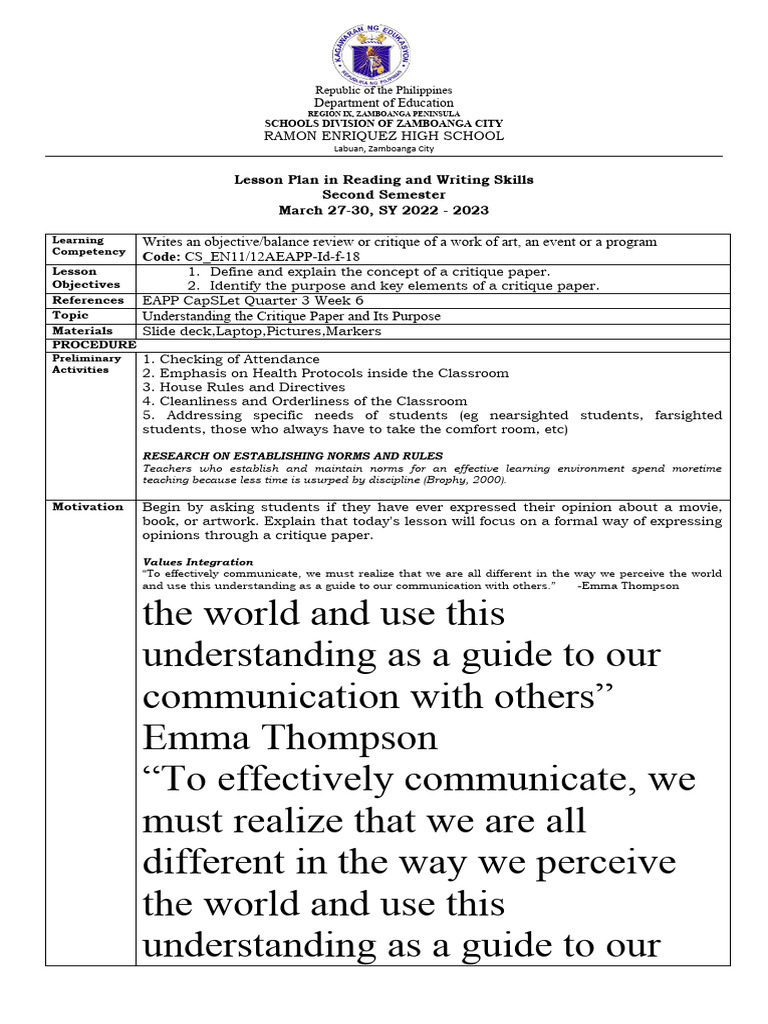 LESSON-6-LP-in-EAPP | PDF