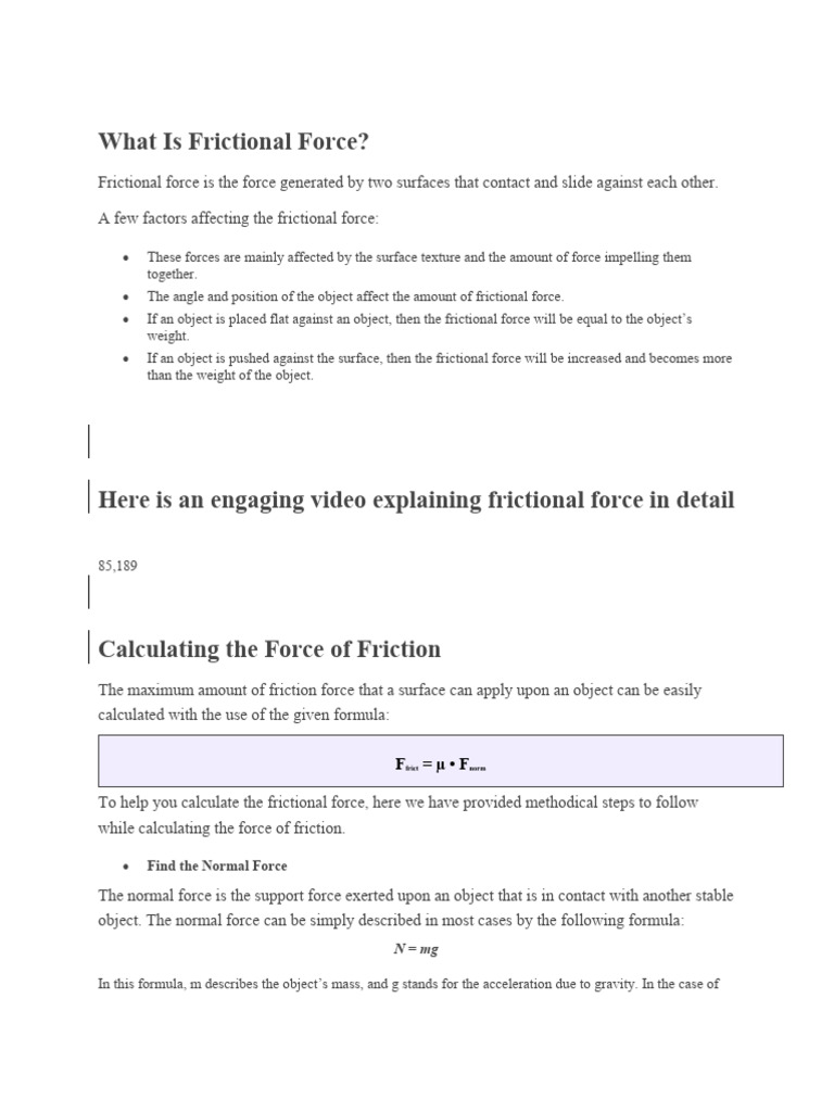Frictional Force | PDF | Friction | Force