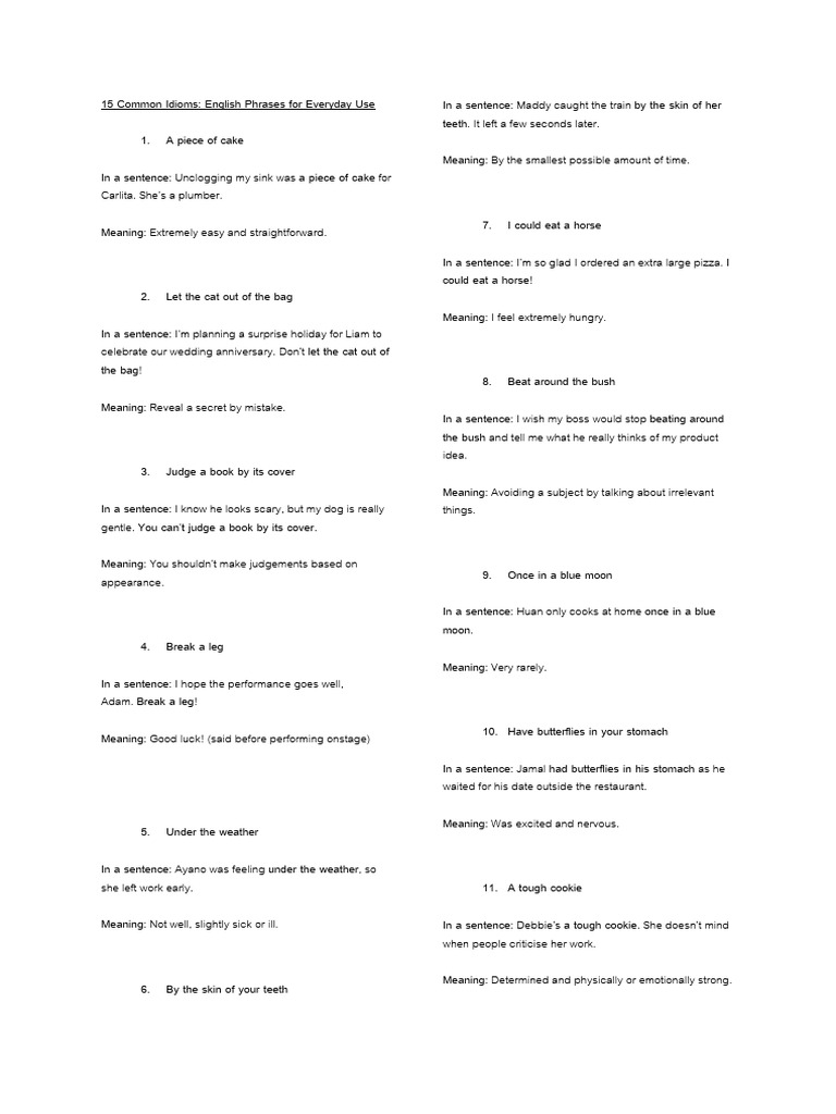 15 Common Idioms | PDF