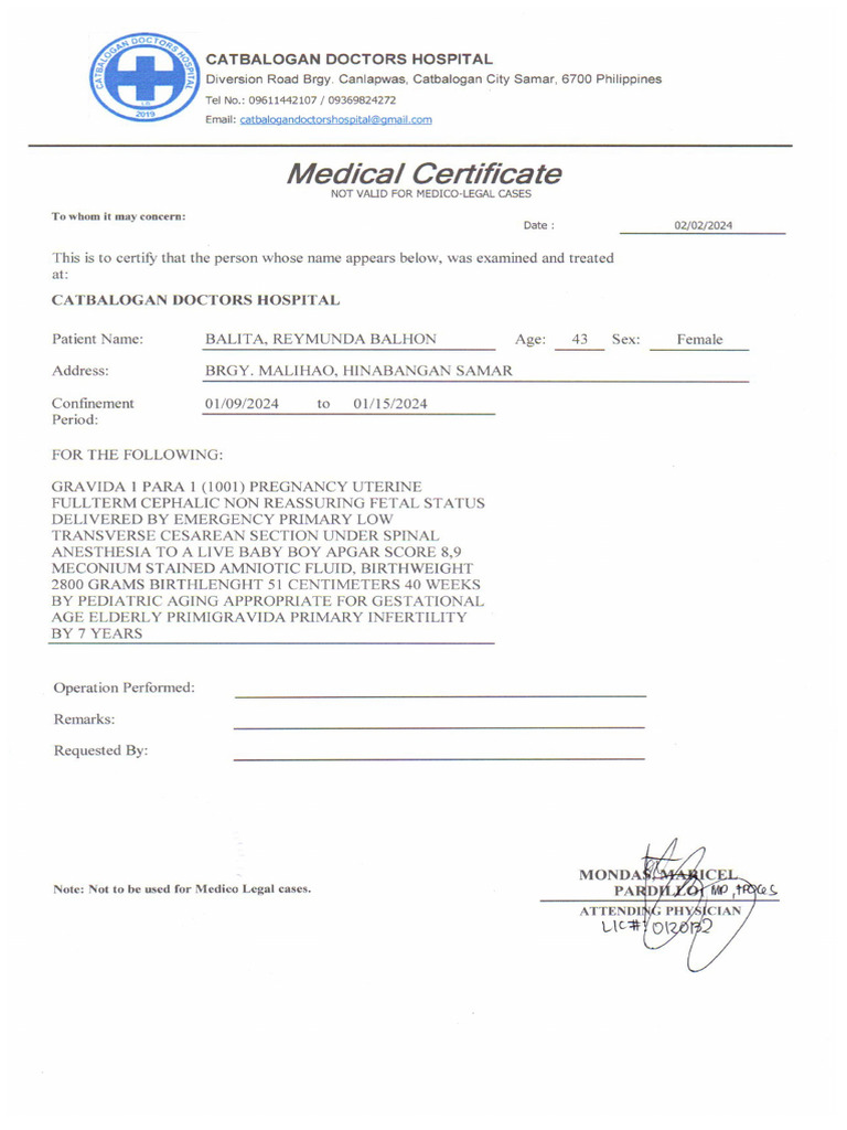 Medical Cert | PDF