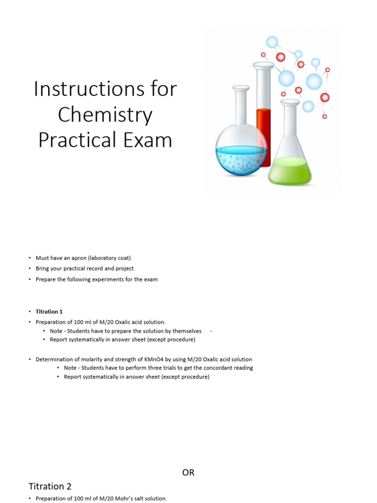 Chemistry Practical Instructions | PDF