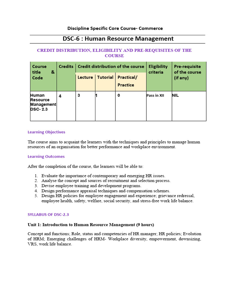 DSC-6-Human Resource Management | PDF DSC-6-Human Resource Management | PDF
