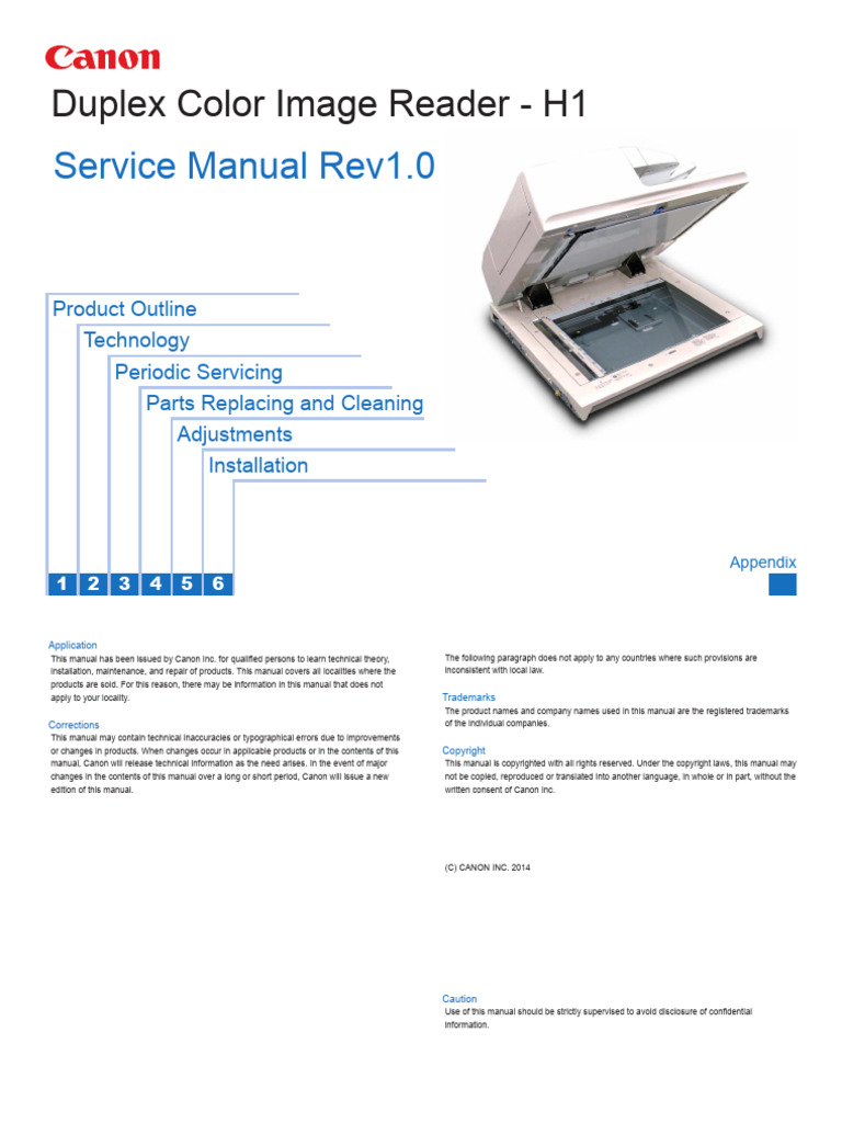 Duplex Color Image Reader - H1: Service Manual Rev1.0 | PDF