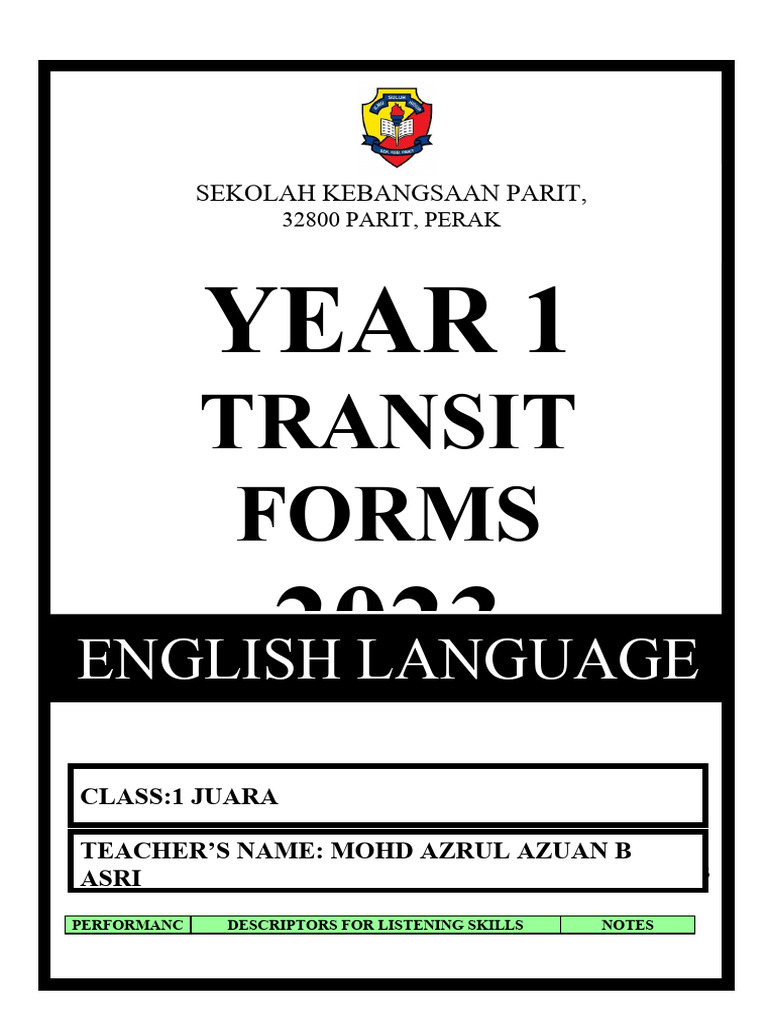 Year 1 Transit Forms SKP 2023 | PDF | Literacy | Phonics