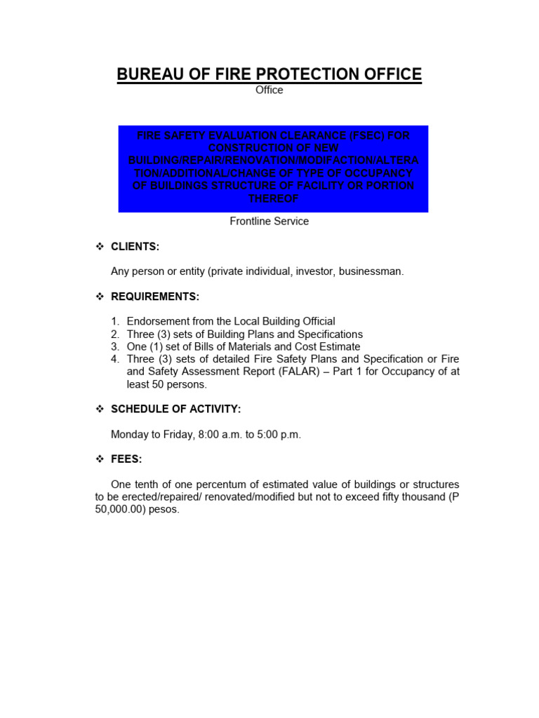 Fire Safety Clearance Requirements Guide | PDF | Finance & Money Management | Technology ...