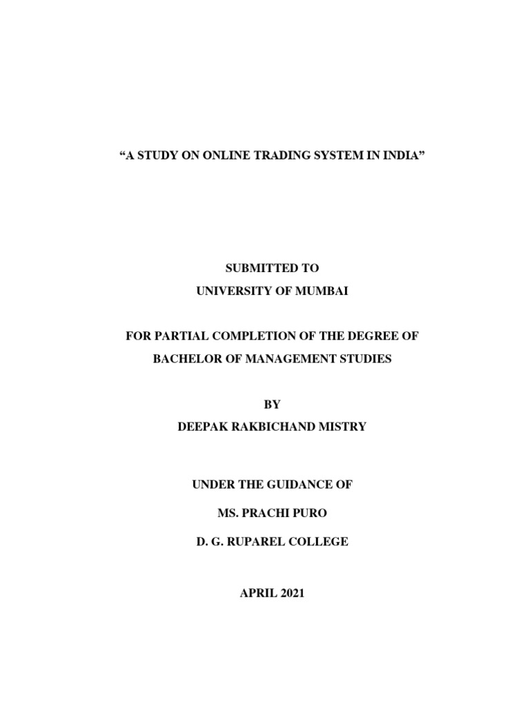 A Study On Online Trading System in India | PDF | Stocks | Day Trading