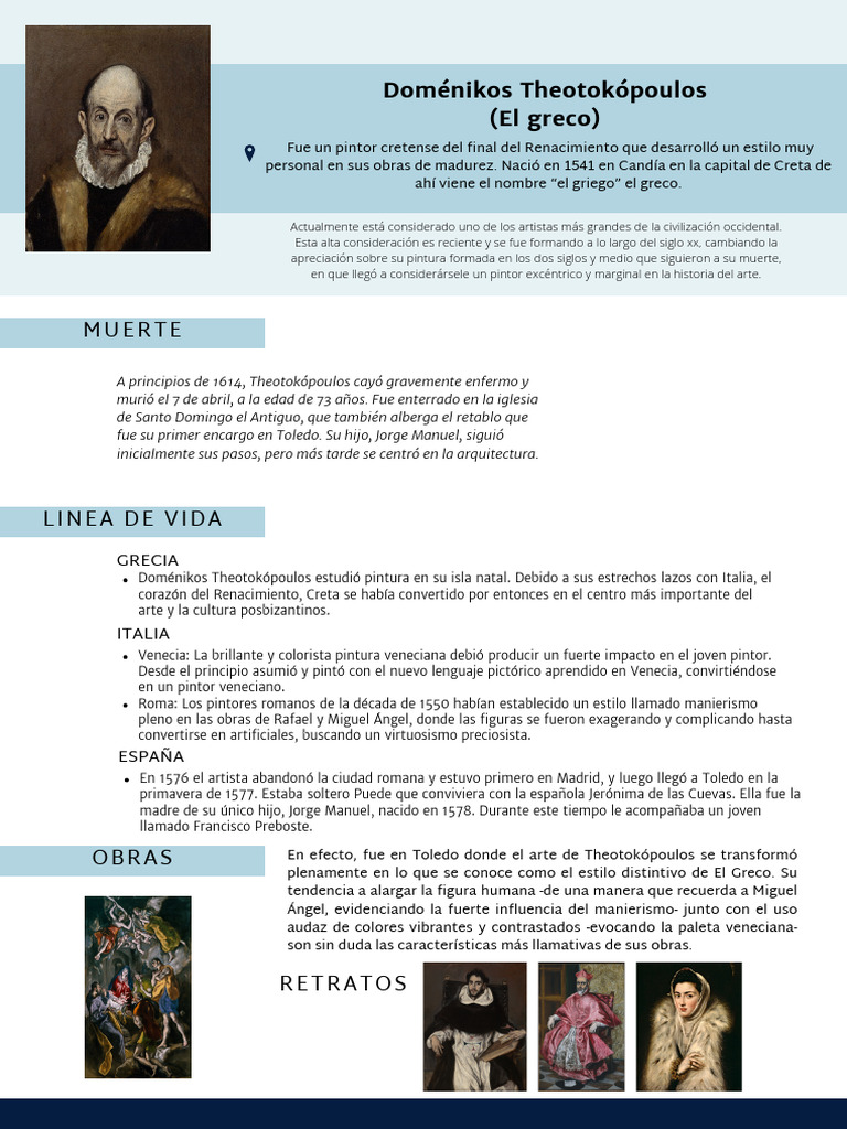 Hoja de Vida El Greco | PDF | Las artes