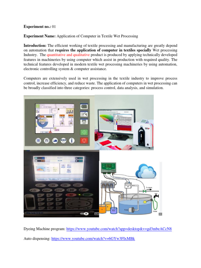 Expt. 01 Application of Computer in Textile Wet Processing | PDF | Spectrophotometry ...