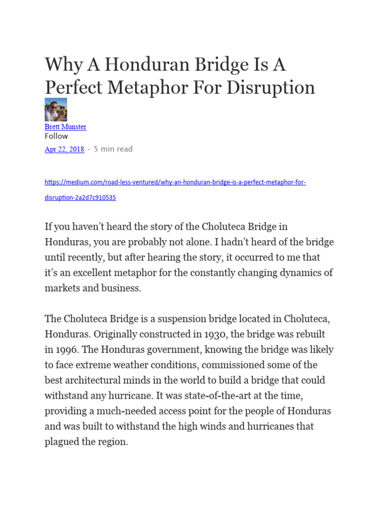 Why A Honduran Bridge Is A Perfect Metaphor For Disruption | PDF