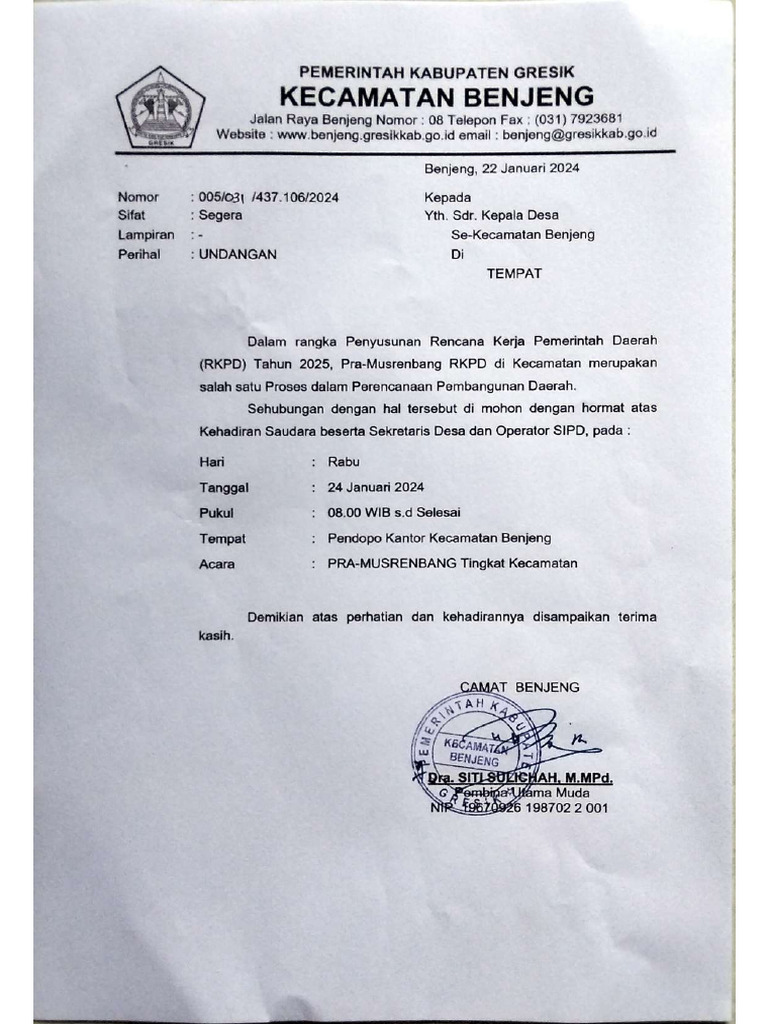 Undangan Pra Musrenbang | PDF