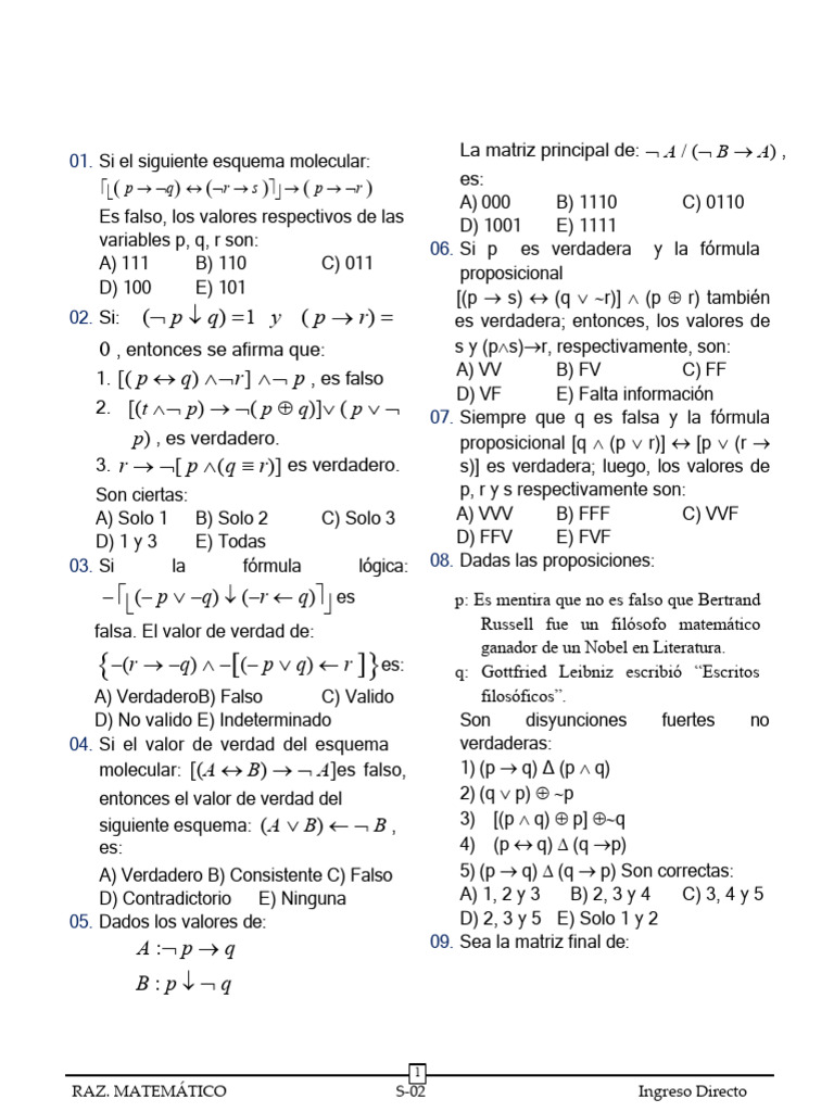 CLASE 02 - VERDAD FORMAL | PDF | Proposición | Verdad