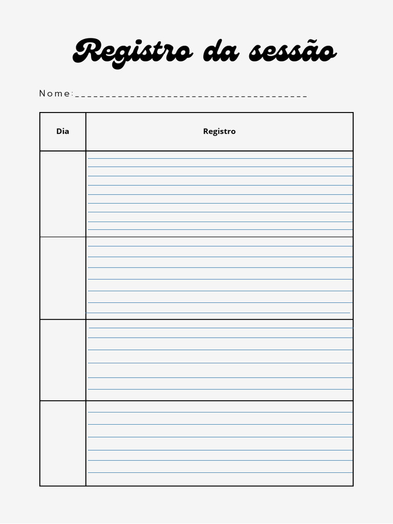 3 Registro de Sessão 5 Modelos | PDF 3 Registro de Sessão 5 Modelos | PDF