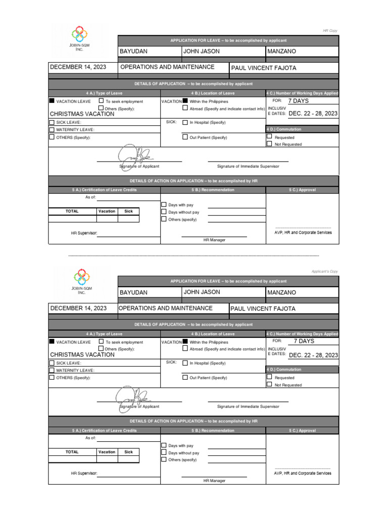 JSI Leave Form 2023 - Updated (3) DEC | PDF | Labor | Business