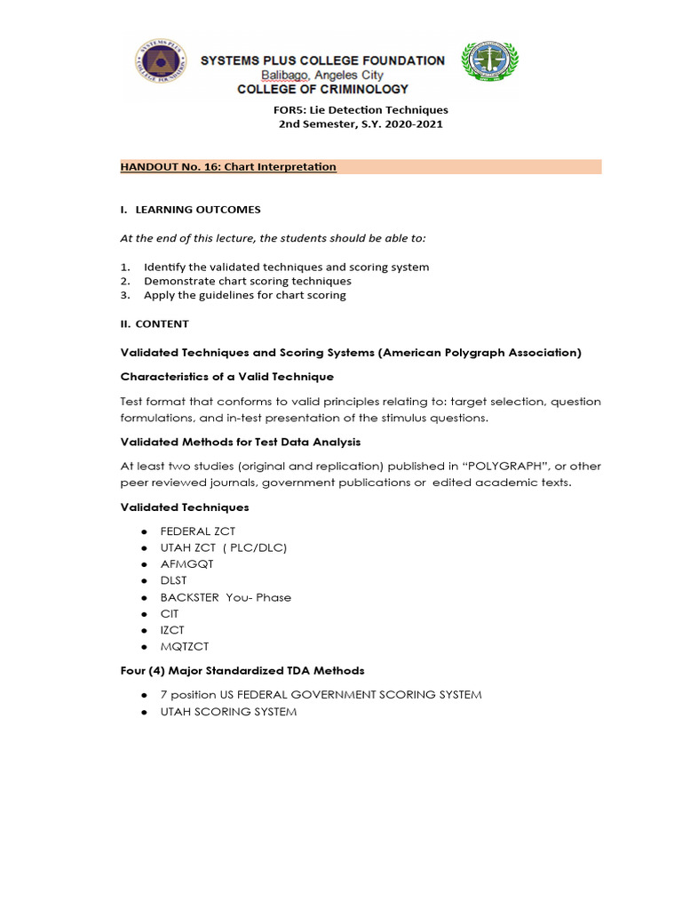 Polygraph Chart Scoring Guide | PDF | Polygraph | Data Analysis