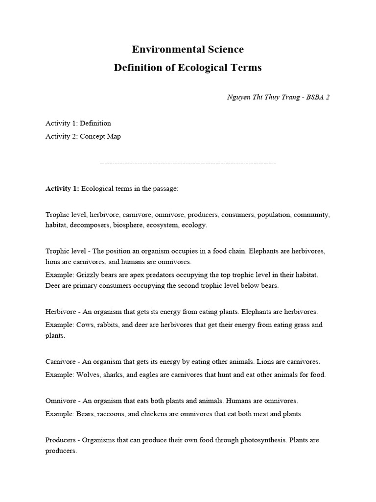 Ecological Terms & Definitions Guide | PDF | Ecology | Herbivore