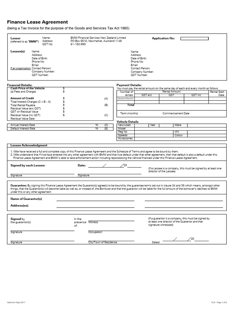 Finance Lease Agreement | PDF | Lease | Guarantee