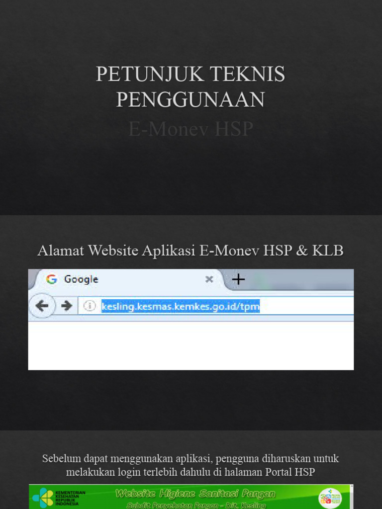 Materi Petunjuk Teknis Penggunaan Emonev HSP | PDF