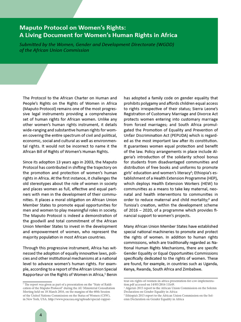 Maputo Protocol On Women's Rights: A Living Document For Women's Human ...