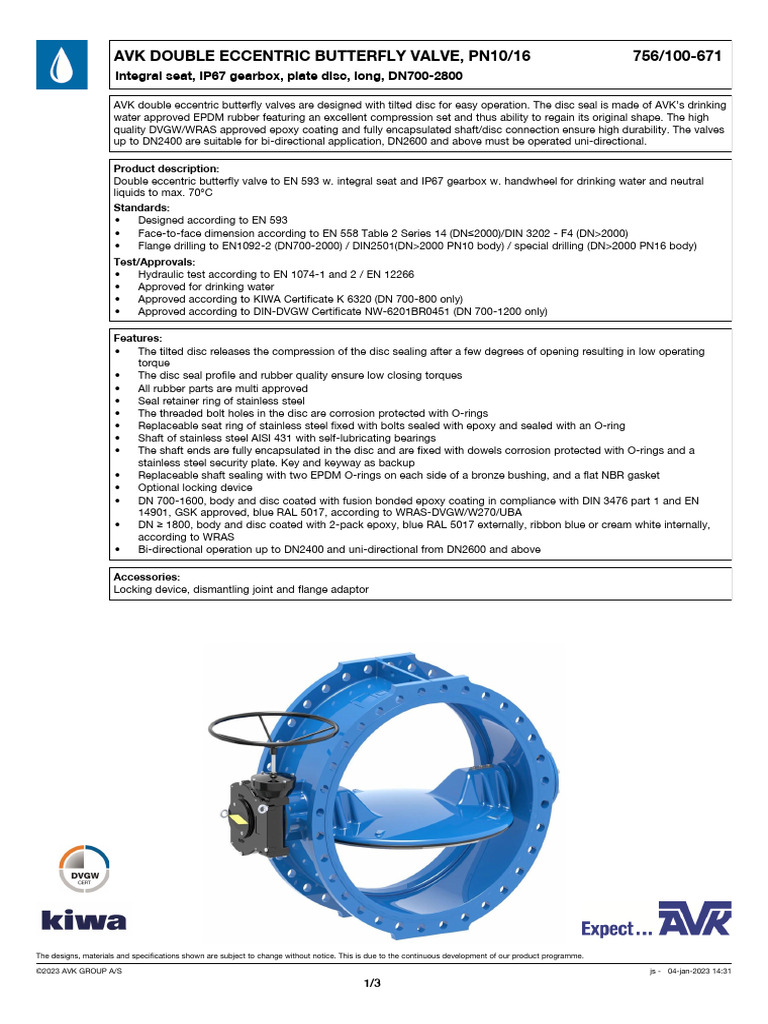 756-100-671 - Avk002ax - Eni - 432306 DOUBLE ECCENTRIC FLANGE BUTERFLY ...