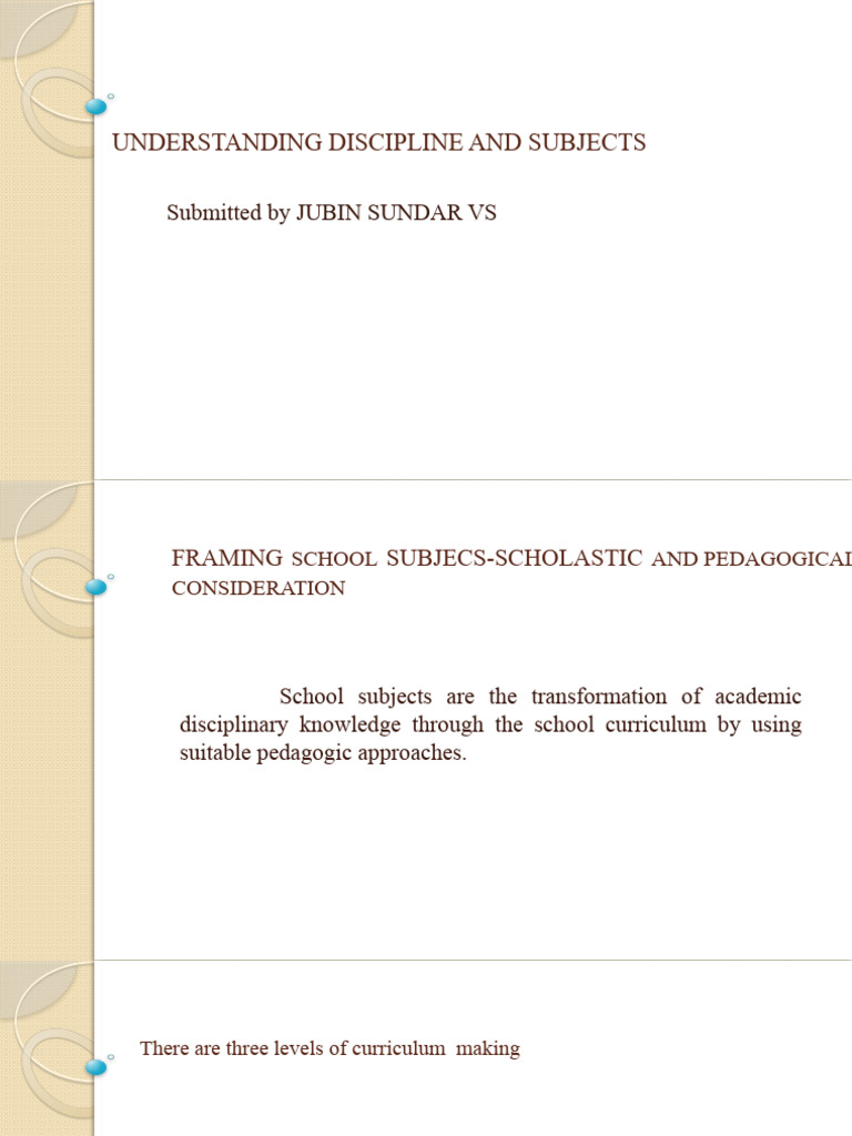 Understanding and discipline | PDF | Pedagogy | Curriculum