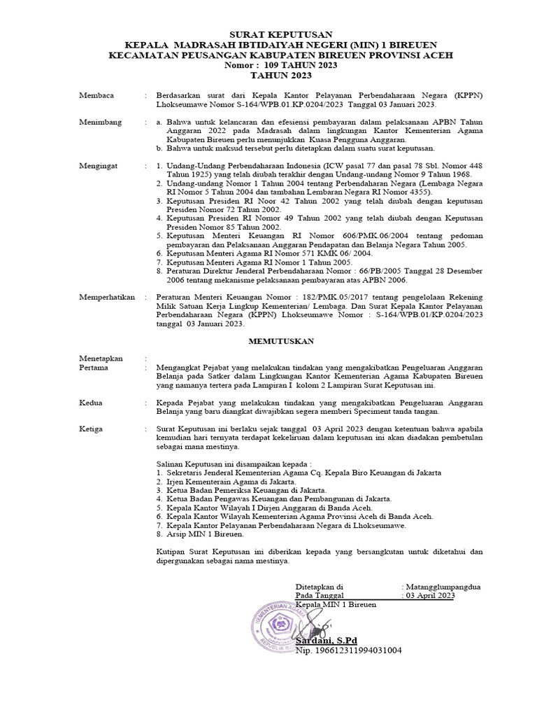 SK Bendahara 2023 | PDF