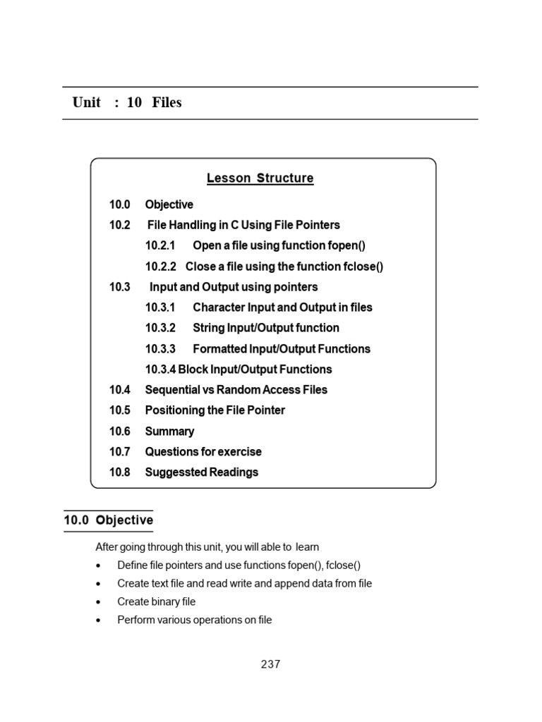 BCA Paper-V Unit-10 | PDF | Pointer (Computer Programming) | Computer File BCA Paper-V Unit-10 | PDF | Pointer (Computer Programming) | Computer File
