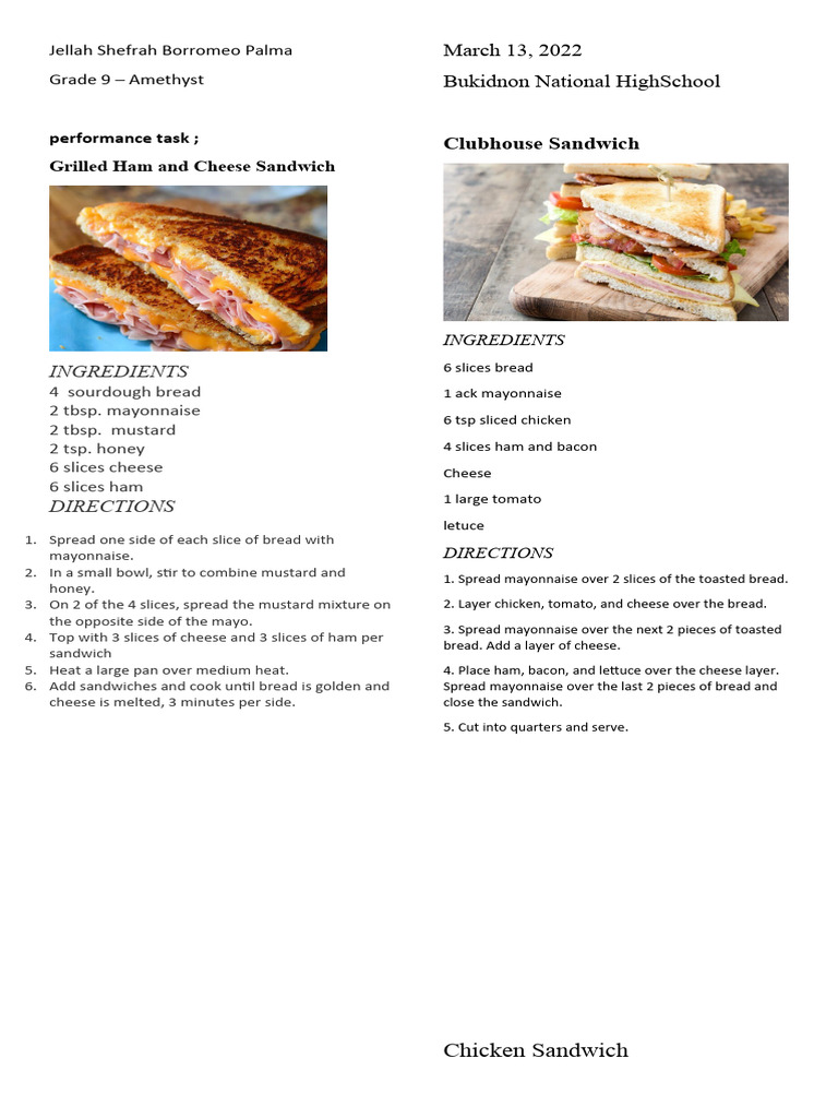 Cookery Sandwich | PDF