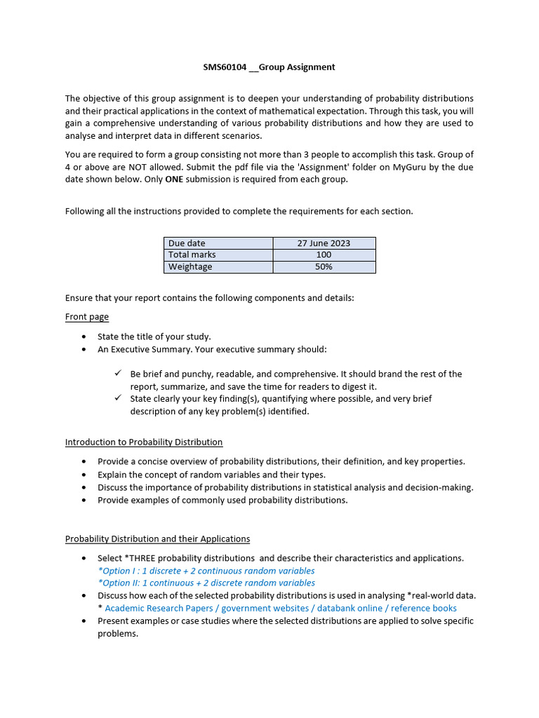 Group Assignment | PDF | Probability Distribution | Probability