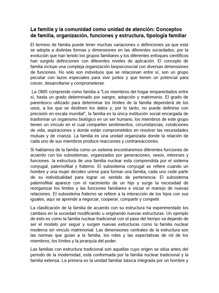 La Familia y La Comunidad Como Unidad de Atención | PDF