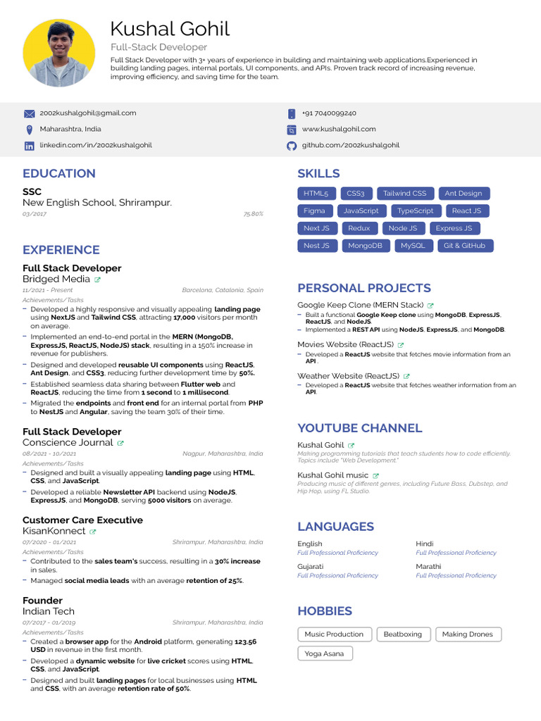 Kushal Gohil Resume | PDF