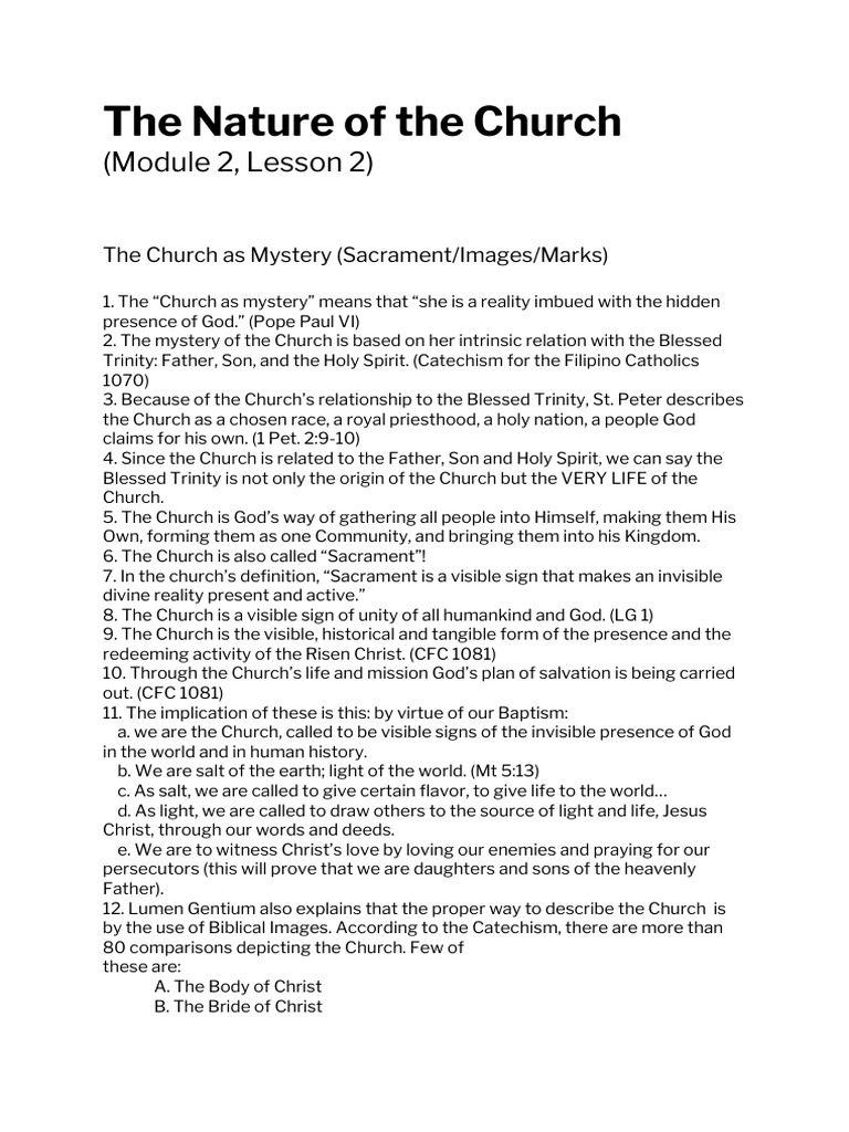 The Nature of The Church | Download Free PDF | Catholic Church | Deacon