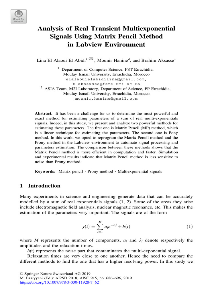 Analysis Of Real Transient Multiexponential 1 Pdf Eigenvalues And Eigenvectors Matrix Theory