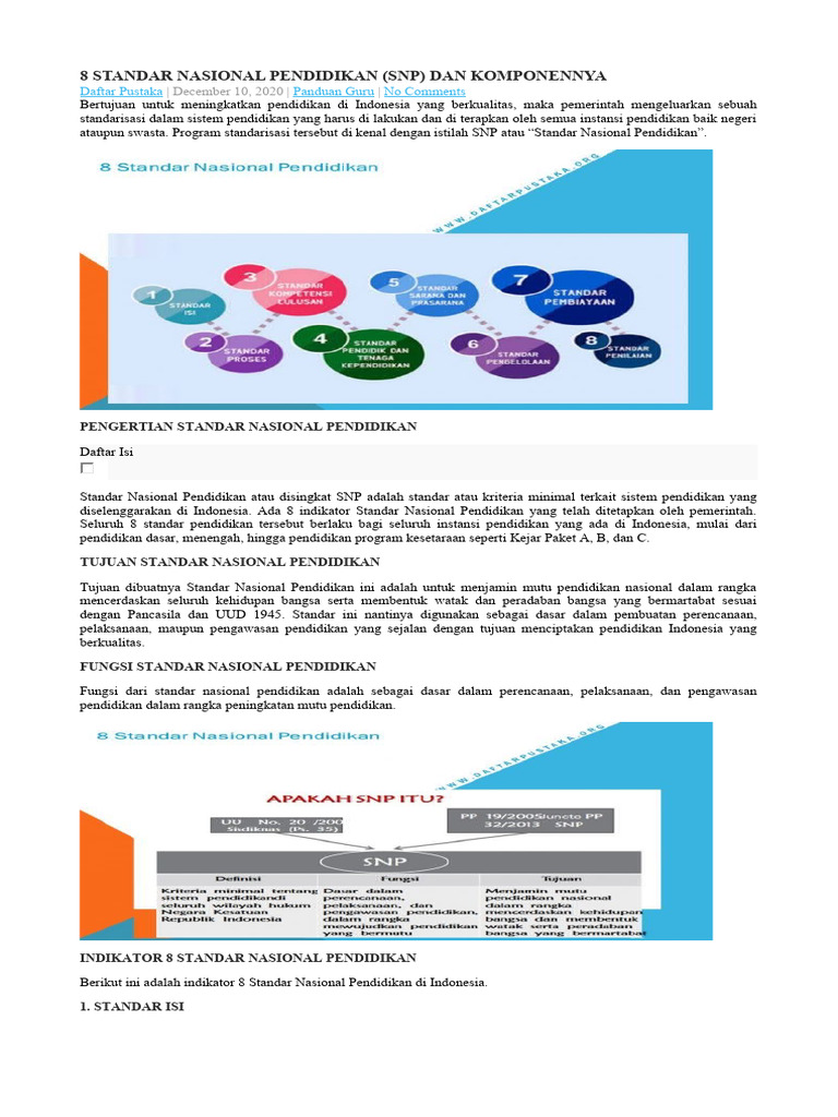 Indikator 8 Standar Nasional Pendidikan | PDF